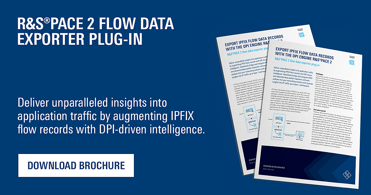 R&S®PACE 2 flow data exporter plug-in | ipoque